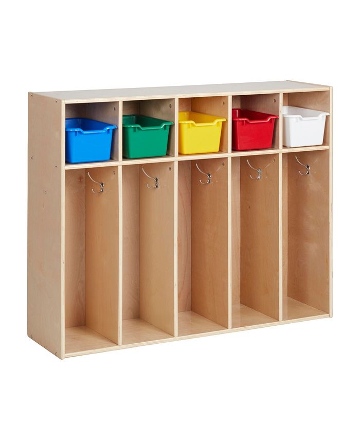 ECR4Kids Streamline 5-Section Coat Locker with Scoop Front Storage Bins ...