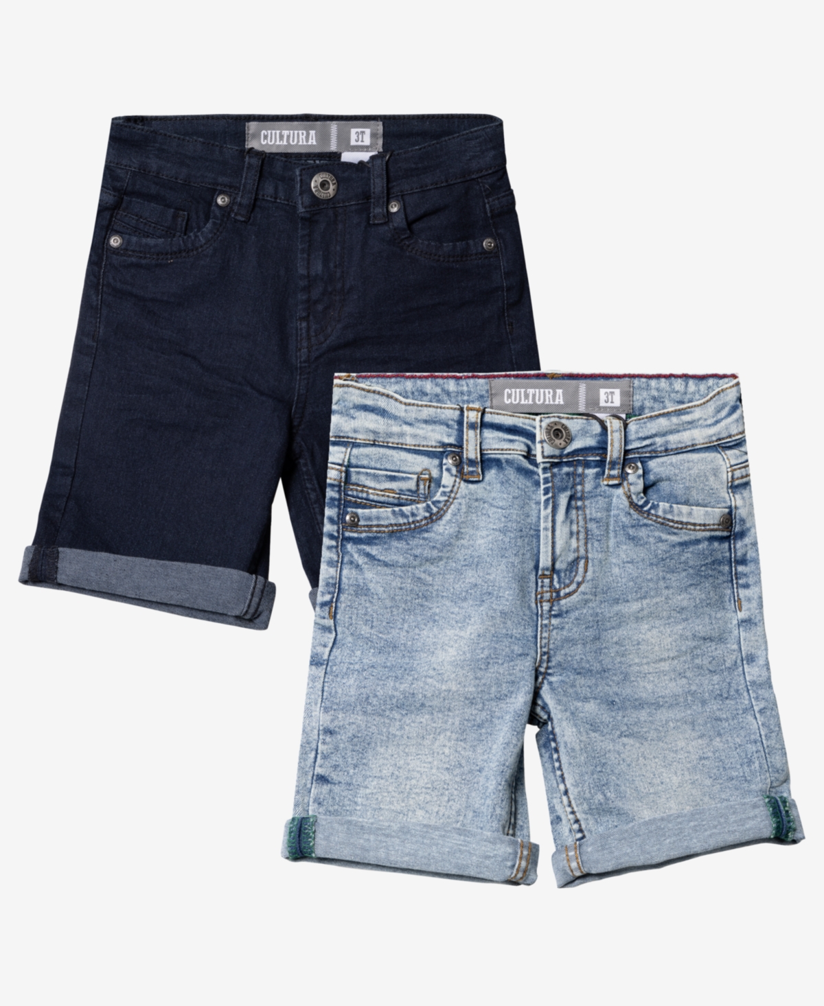Click here for Cultura Toddler Boys Roll-Up Denim Shorts 2-Pack -... prices