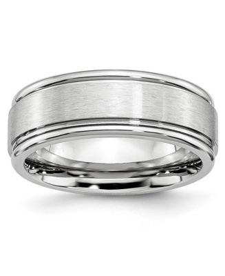 Chisel Cobalt Satin and Polished Ridged Edge Wedding Band Ring - Macy's