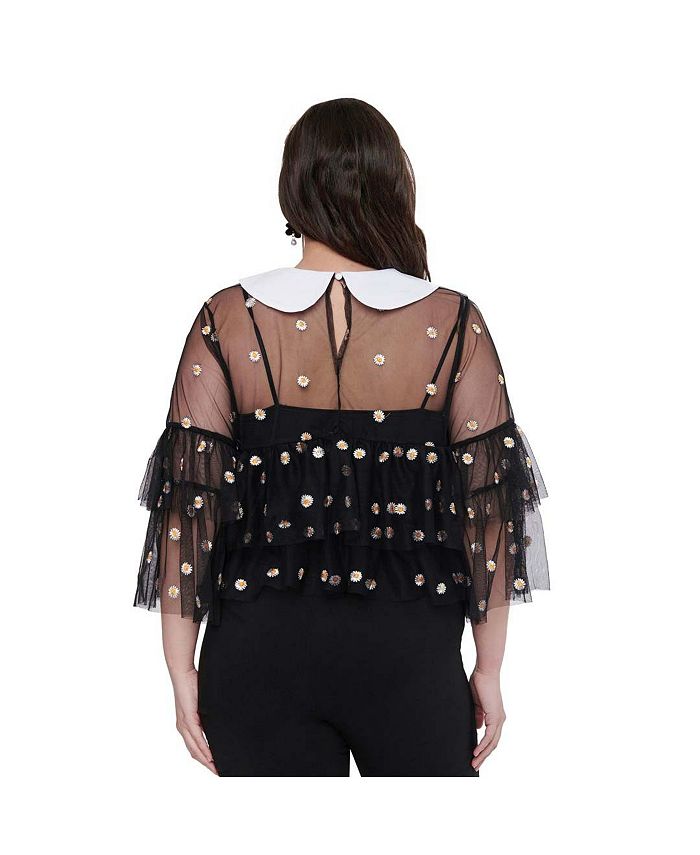 Smak Parlour Plus Size Mesh Ruffle Top - Macy's