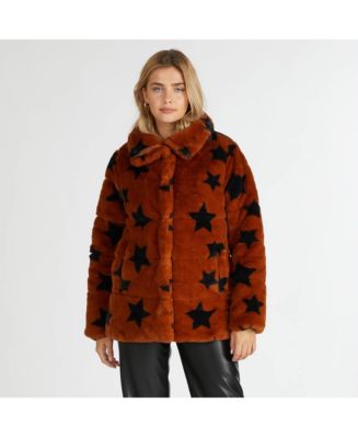 NVLT Women's Star Print Faux Fur Polyfill Puffer - Macy's