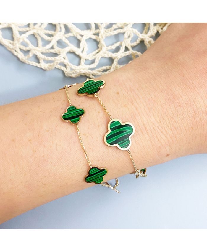 The Lovery Large Malachite Clover Bracelet 14K Gold - Macy's