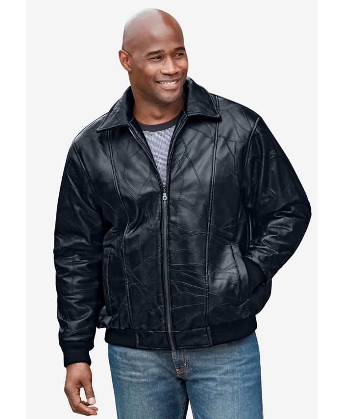 KingSize Big & Tall Embossed Leather Bomber Jacket - Macy's
