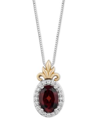 Garnet (1-1/20 ct. t.w.) & Diamond (1/10 ct. t.w.) Anna Halo Pendant ...