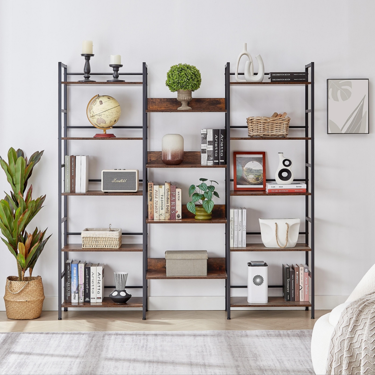 Click here for Streamdale Rustic 5-Shelf Bookshelves and Console... prices