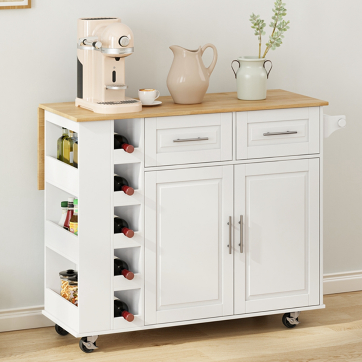 Click here for Streamdale White Kitchen Island Cart with Storage... prices