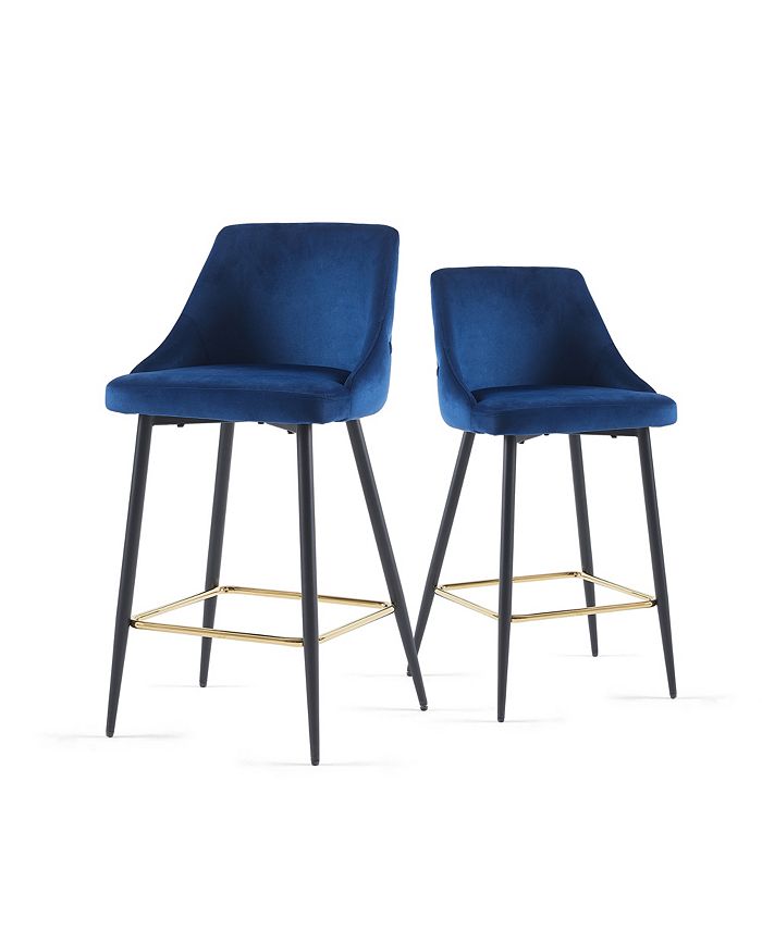 Simplie Fun Blue Velvet Swivel Bar Chair Bar Stool And Metal Modern ...