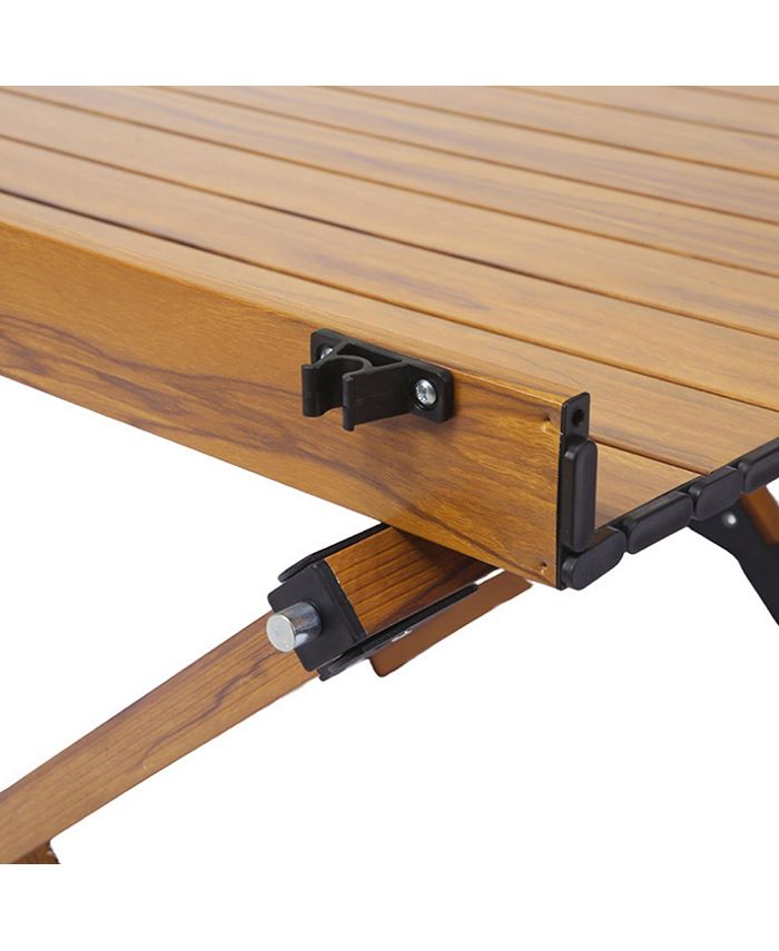 Simplie Fun Portable Picnic Table, Rollable Aluminum Alloy Table Top ...