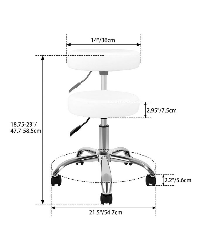 Simplie Fun Round Stool Chair With Wheels Height Adjustable, White - Macy's