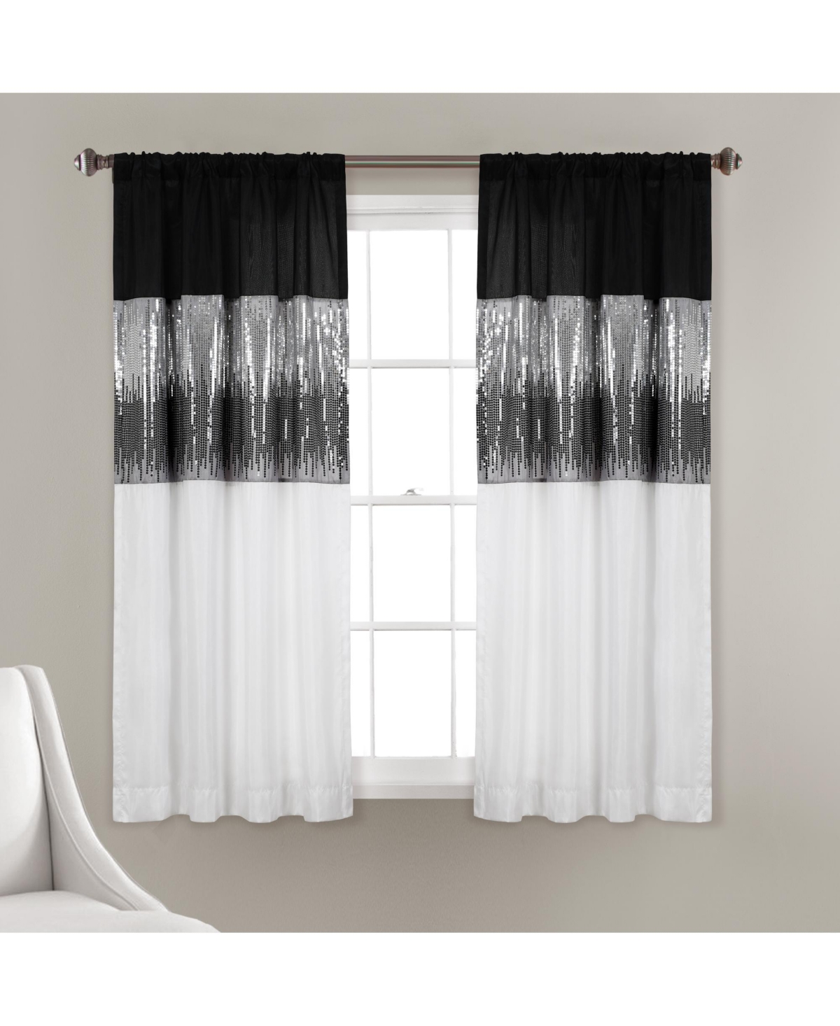 Click here for Lush Decor Night Sky Window Curtain Panel - Black prices
