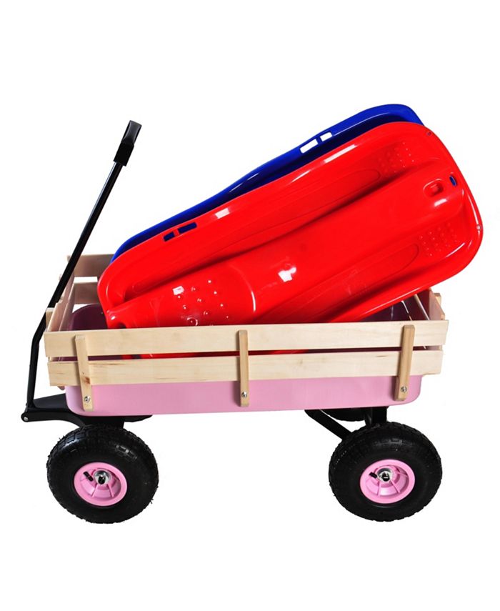 Simplie Fun Outdoor Wagon All Terrain Pulling with Wood Railing Air ...