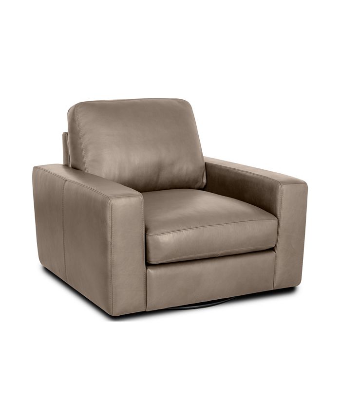 RUTHERFORD HOME Matera 40" Leather Swivel Chair - Macy's