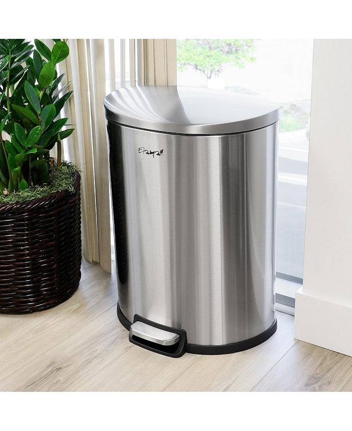 Elama 50Litter 13 Gallon Half Circle Stainless Steel Step Trash Bin ...