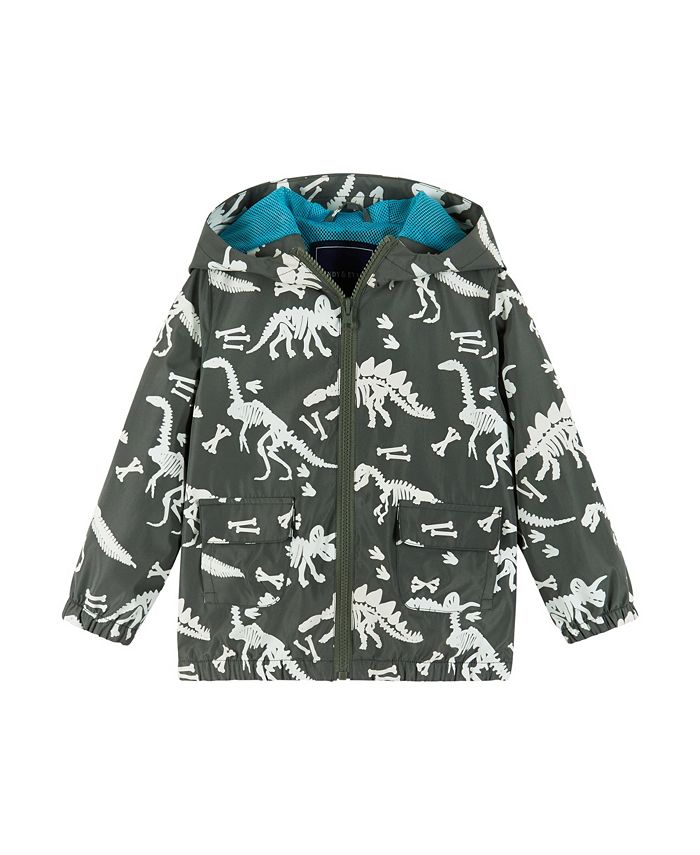 Andy & Evan Toddler Boys Grey Dino Print Color Change Raincoat - Macy's