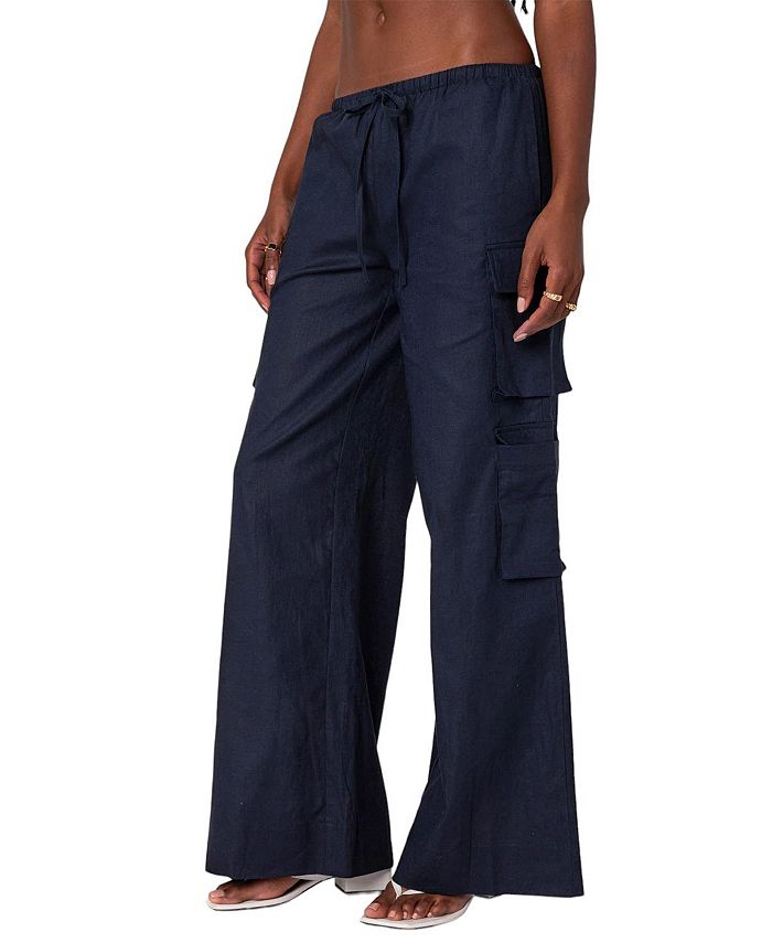 Edikted Women's Bristol Linen Look Cargo Pants - Macy's