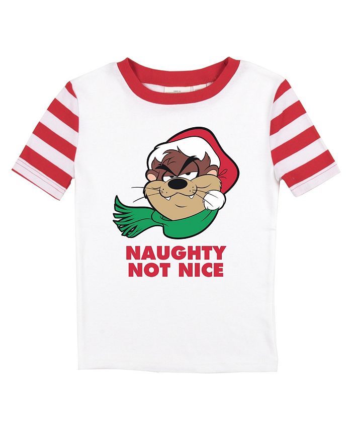 Looney Tunes Little Boys Taz Naughty Not Nice Red & White Striped Sleep ...
