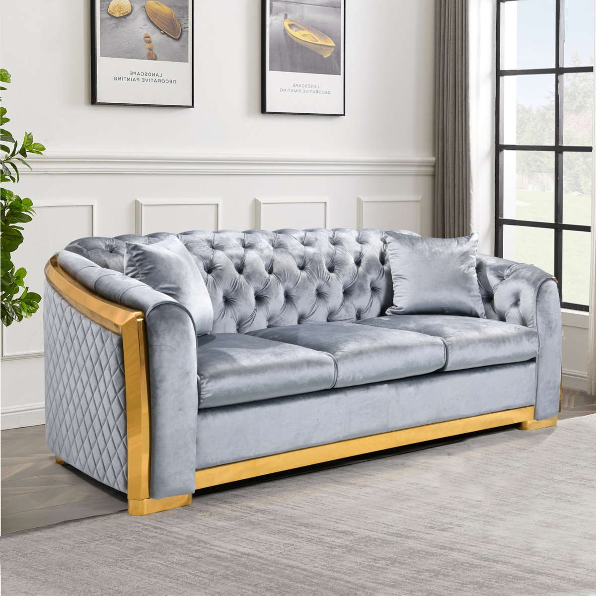 Click here for Simplie Fun Velvet Luxury Chesterfield Sofa Set  8... prices