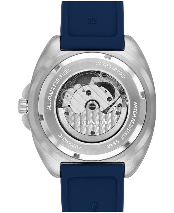 COACH Men's Charter Automatic Blue Silicone Watch 44mm - Macy's