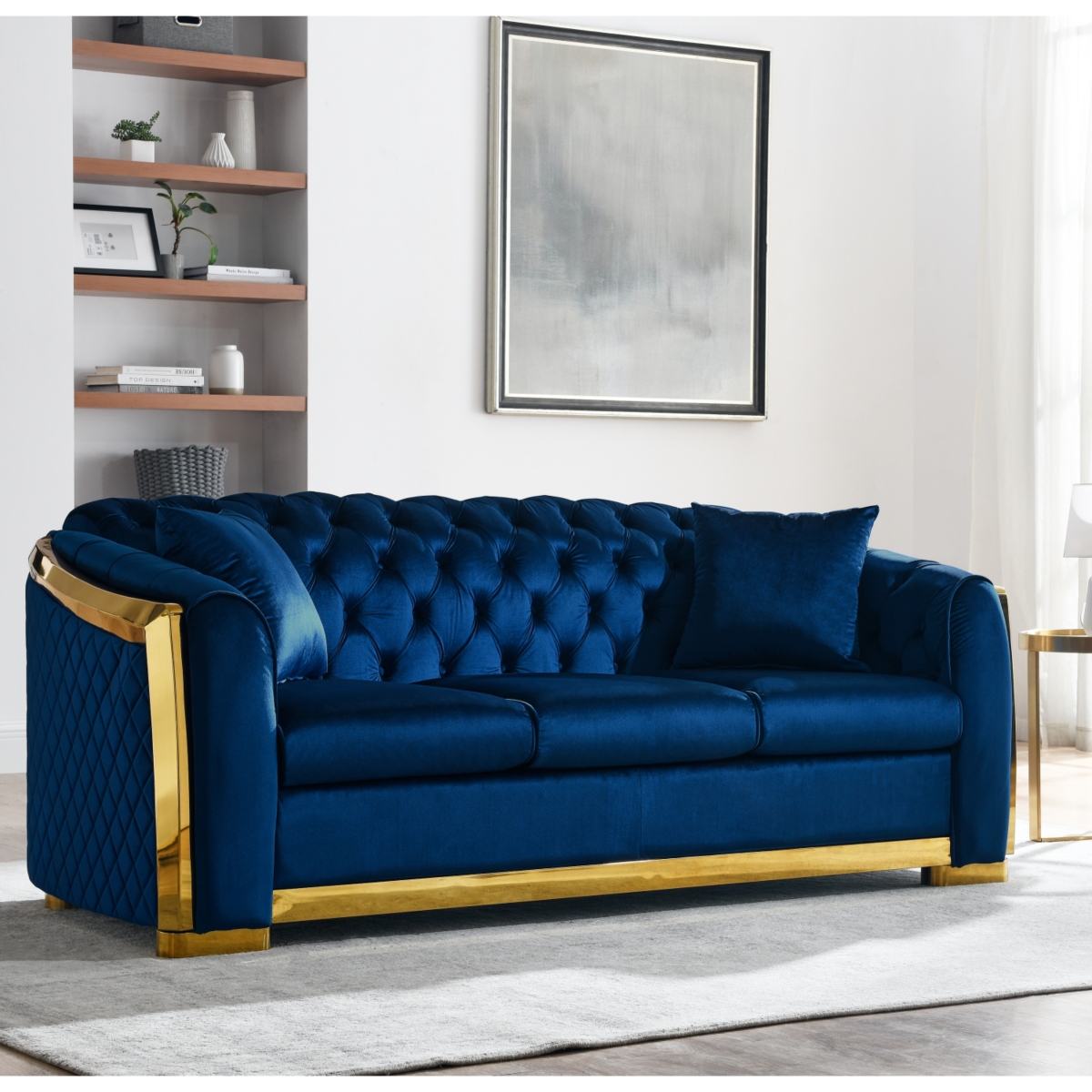 Click here for Streamdale Furniture Navy Blue Velvet Sofa Set wit... prices