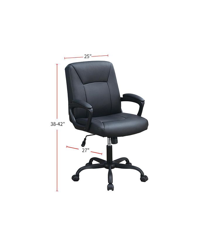 Simplie Fun Adjustable Height Office Chair With Padded Armrests, Black ...