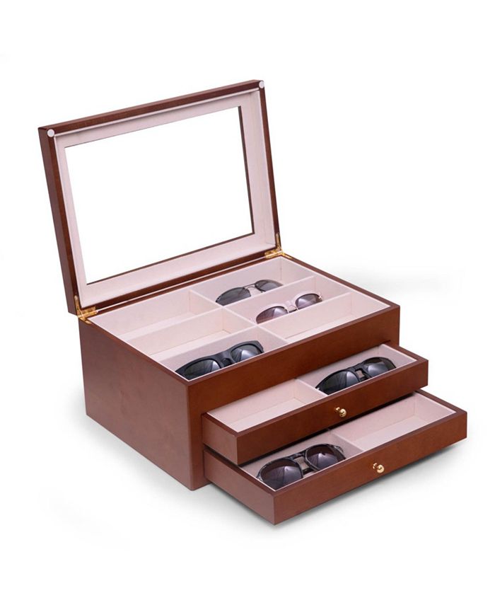 Bey-Berk Cherry Wood 18 Sunglass Storage Box - Macy's