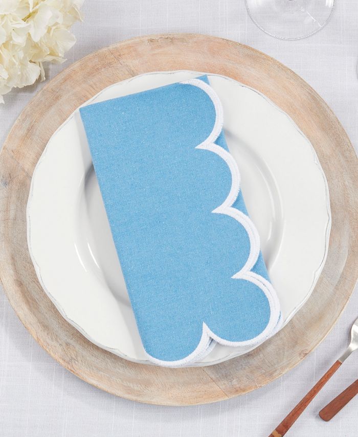 Saro Lifestyle Scalloped Hem Napkin Set of 4,20"x20" - Macy's