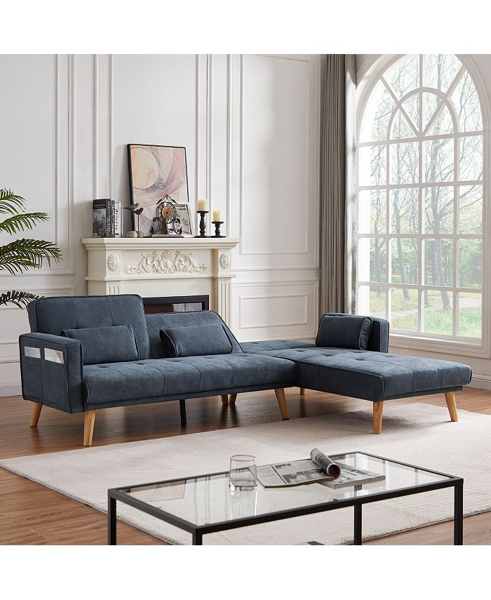 Simplie Fun Convertible Sectional Sofa Sleeper, Right Facing L-Shaped ...