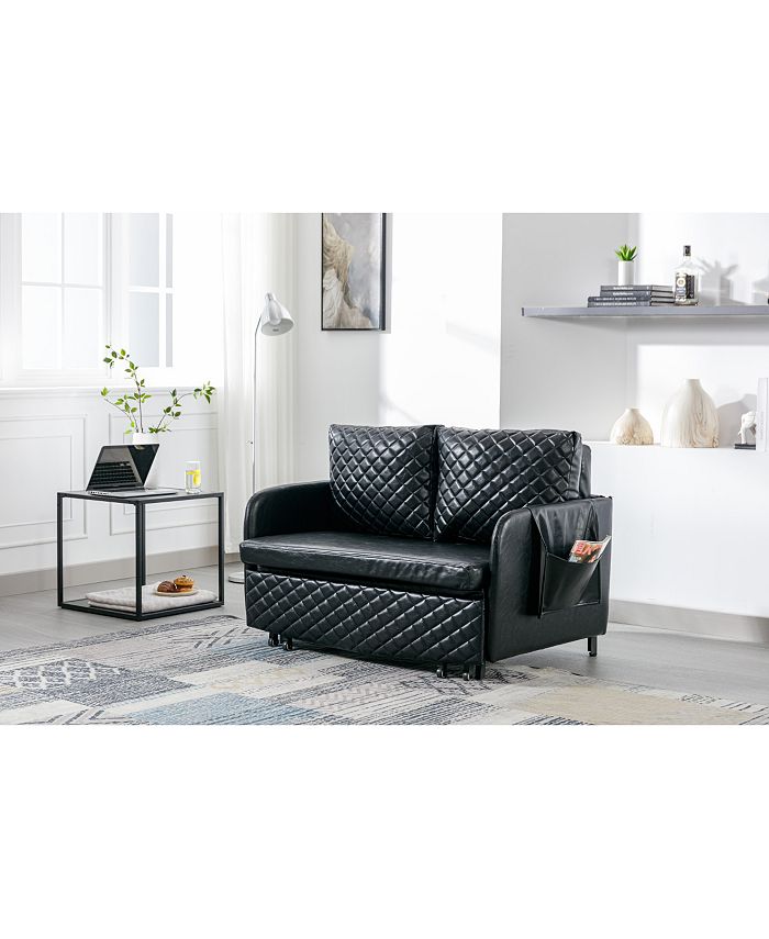 Simplie Fun Convertible Sleeper Sofa Bed, Modern Velvet Loveseat Couch ...