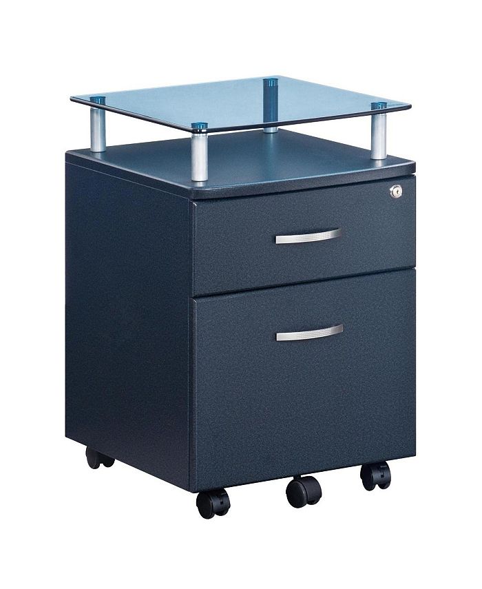 Simplie Fun Rolling File Cabinet With Glass Top, Graphite - Macy's