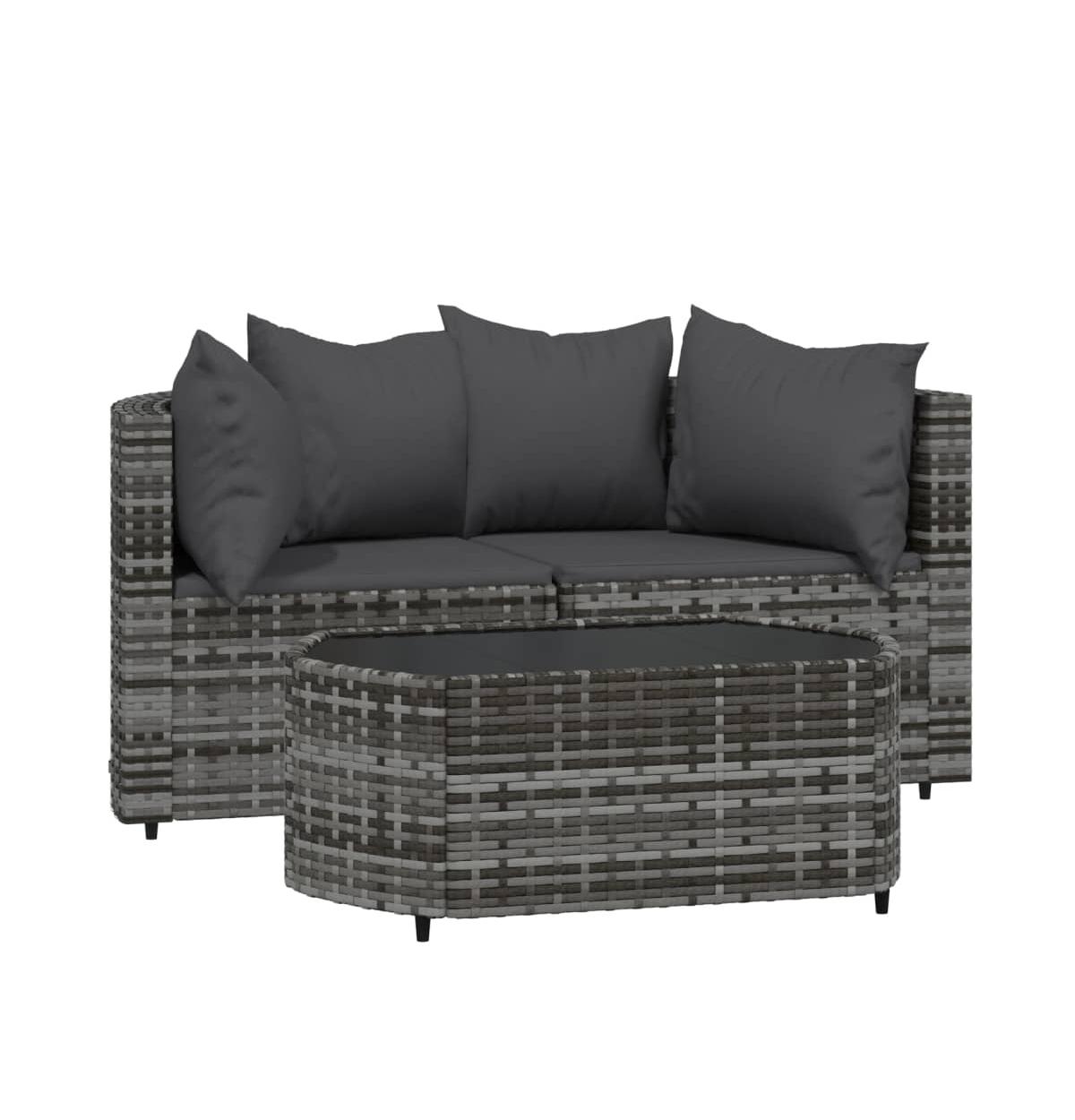 Click here for vidaXL 3 Piece Patio Lounge Set with Cushions Gray... prices
