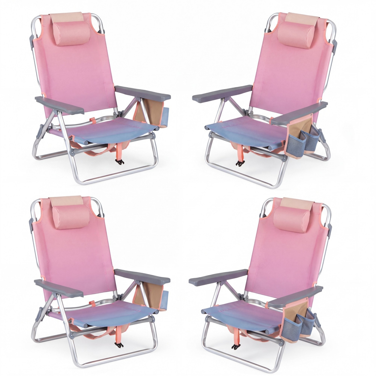 Click here for Gymax 4PCS Folding Backpack Beach Chair 5-Position... prices