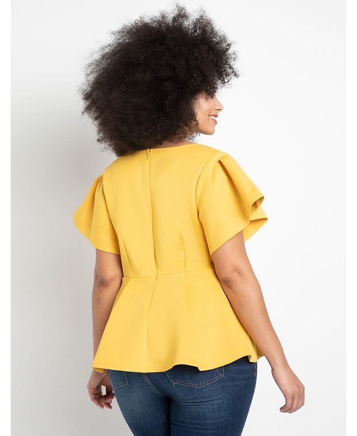 Eloquii Plus Size Flare Sleeve Peplum Top Macys