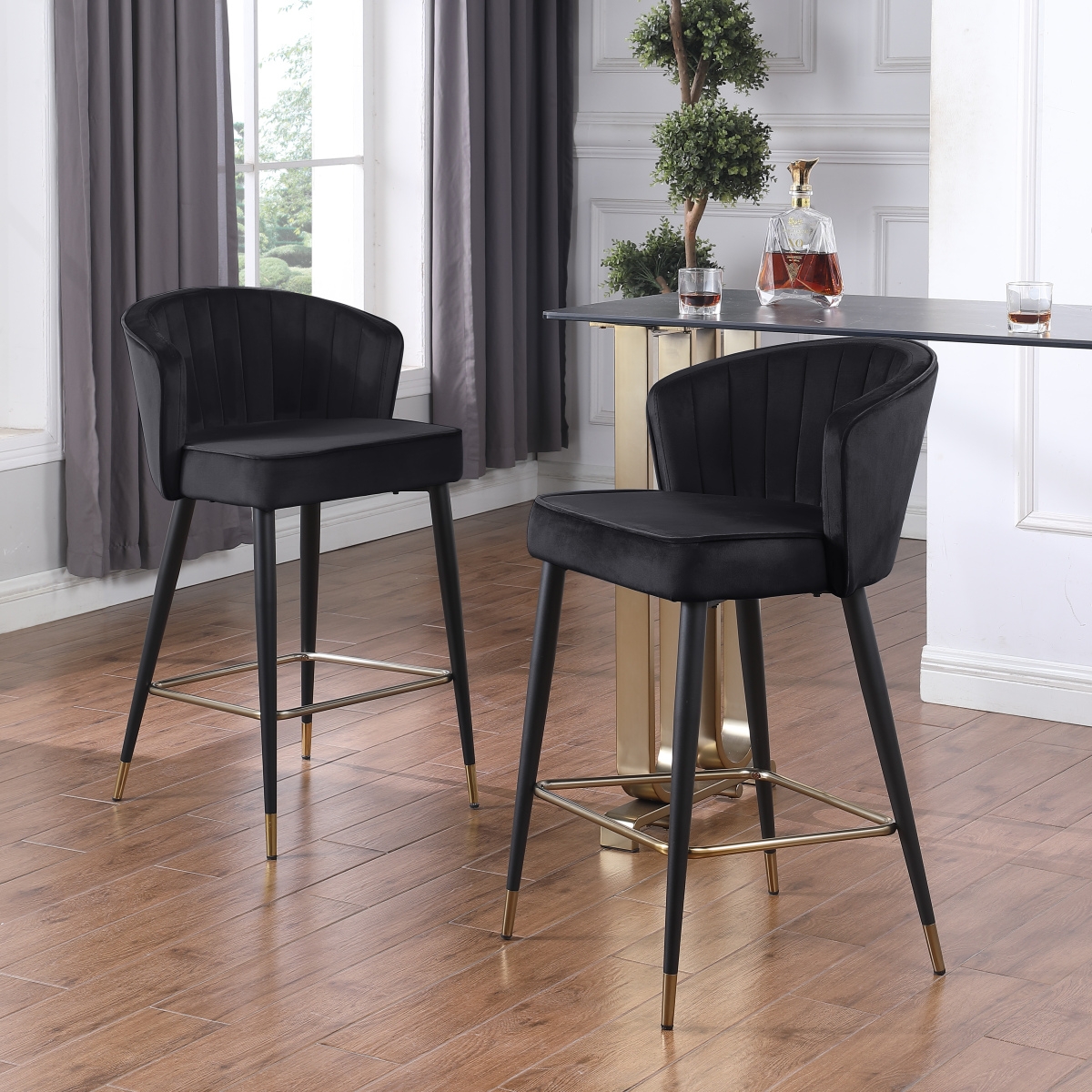 Click here for Streamdale Furniture Modern Black Velvet Counter S... prices