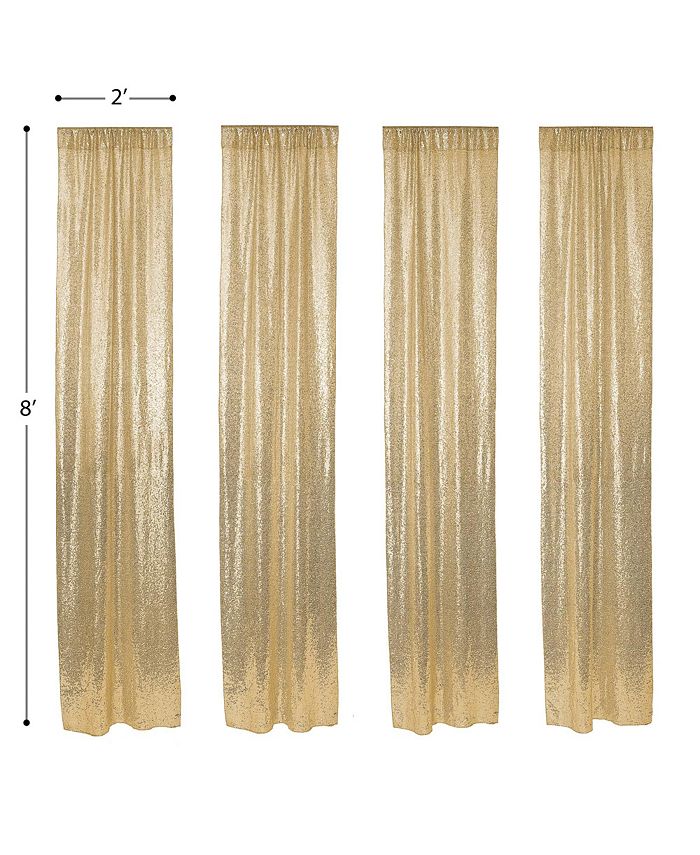 Lann's Linens (Set of 4) Sequin Backdrop Curtains, 2ft x 8ft Rose Gold ...
