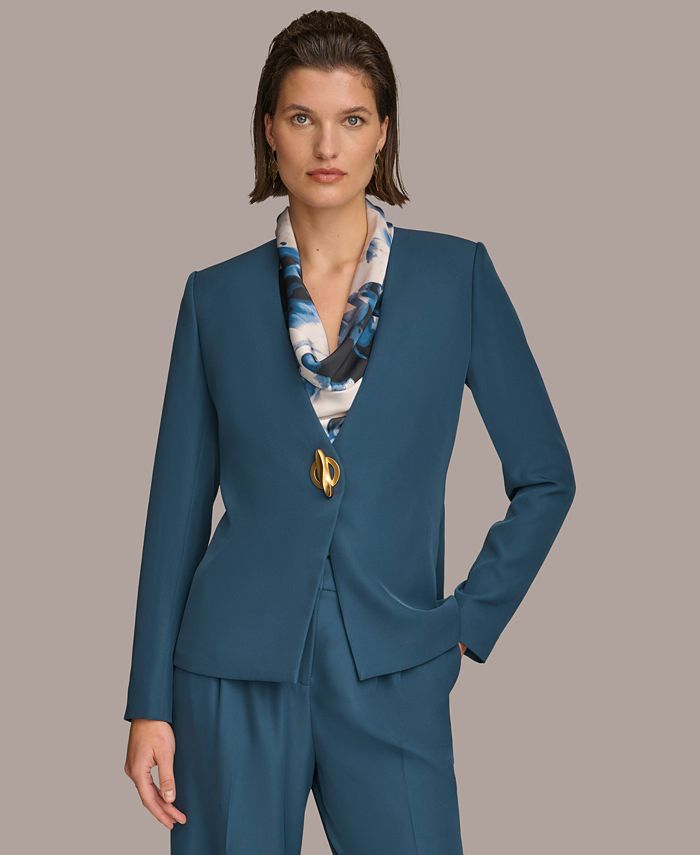 Donna Karan New York Donna Karan Women's Collarless Turnlock Blazer ...