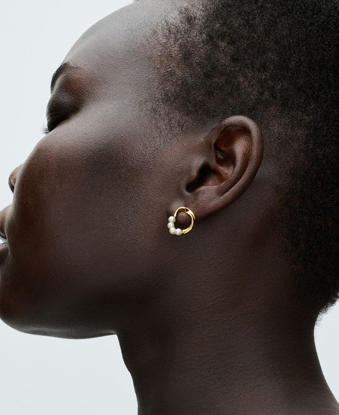 Pandora 14k gold-plated Shaped Circle Treated Freshwater Cultured Pearls Stud Earrings - Macy's