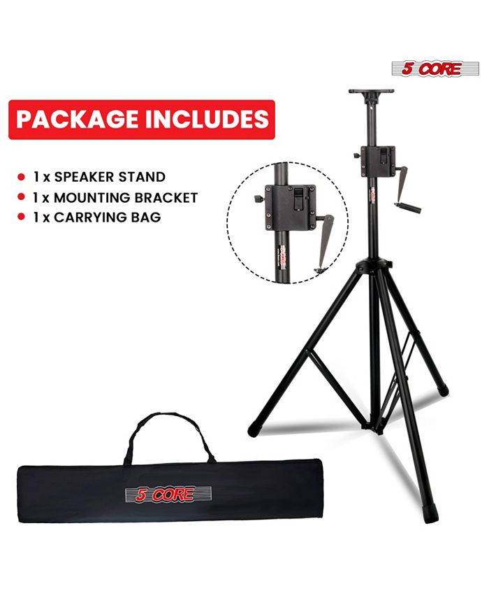 5 Core Speaker Stand Tripod Crank Up Height Adjustable Tall Heavy Duty ...
