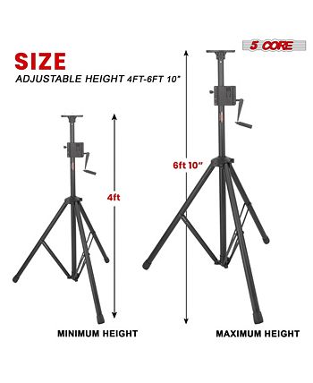 5 Core Speaker Stand Tripod Crank Up Height Adjustable Tall Heavy Duty DJ Light Floor Stands ...