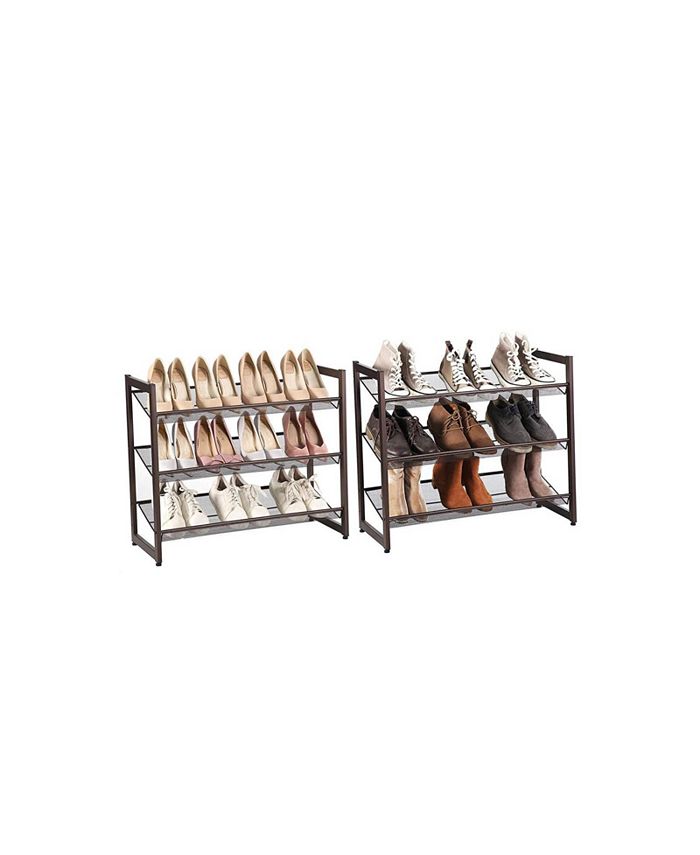Slickblue 3-tier Stackable Metal Shoe Rack, Flat Slant Adjustable Shoe ...