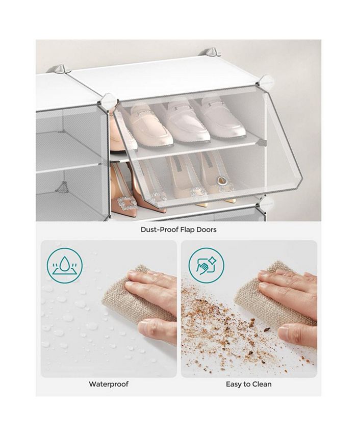 Slickblue Interlocking Shoe Rack, Cubes Shoe Organizer with Doors ...