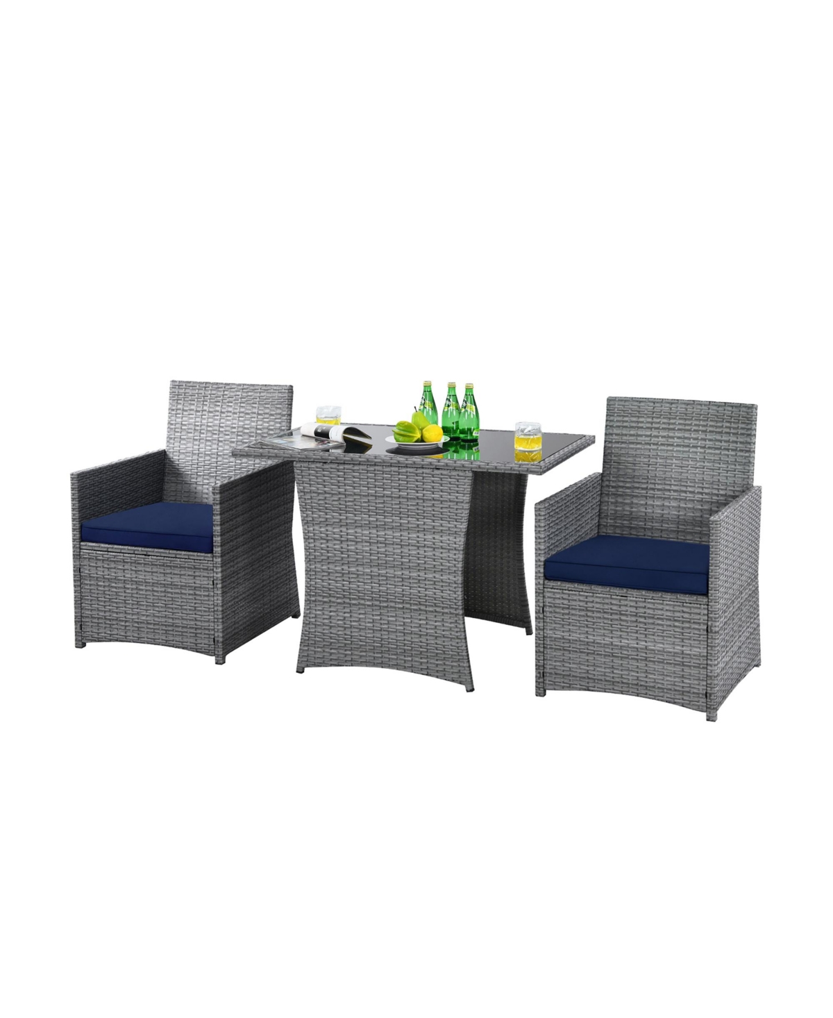 Click here for Gymax 3PCS Outdoor Rattan Conversation Set Patio D... prices