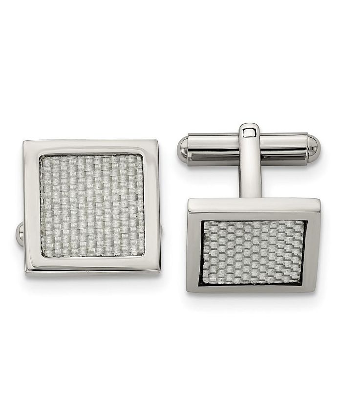 Chisel Stainless Steel with Grey Carbon Fiber Inlay Square Cufflinks ...