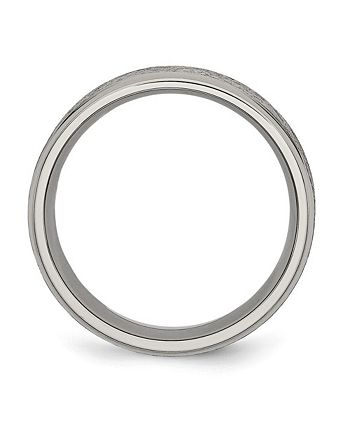 Chisel Titanium Brushed Center Ridged Edge Wedding Band Ring - Macy's