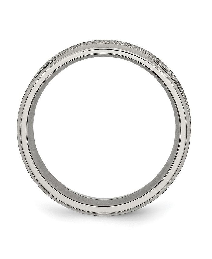 Chisel Titanium Brushed Center Ridged Edge Wedding Band Ring - Macy's