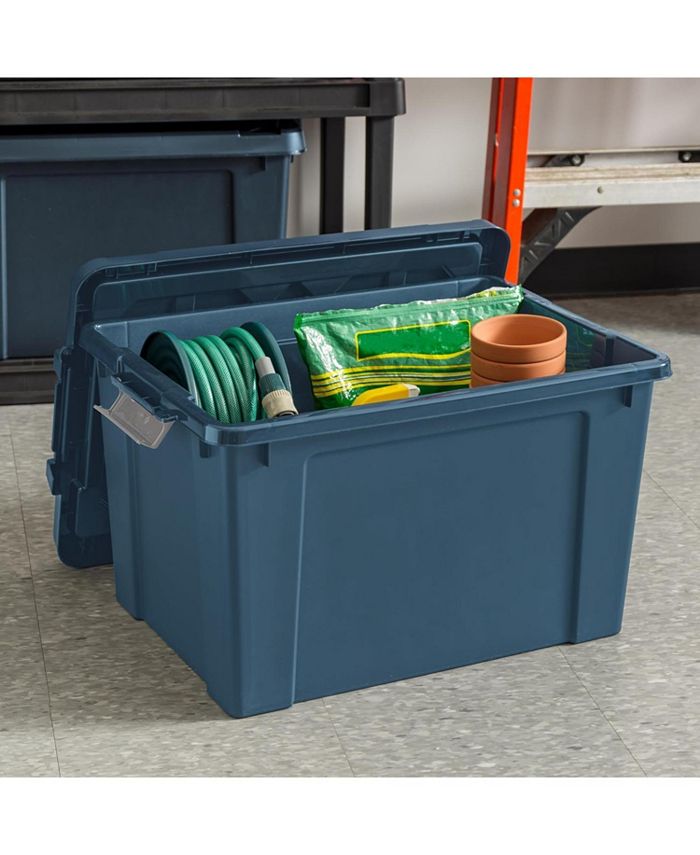 IRIS USA 4 Pack 19 Gallon Lockable Storage Totes with Lids, Navy, Heavy ...