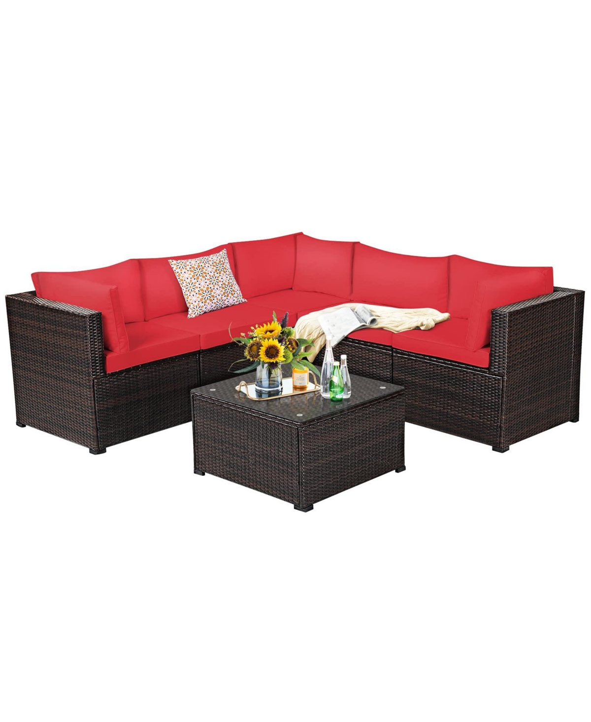 Click here for Sugift 6 Pieces Rattan Patio Sectional Sofa Set wi... prices