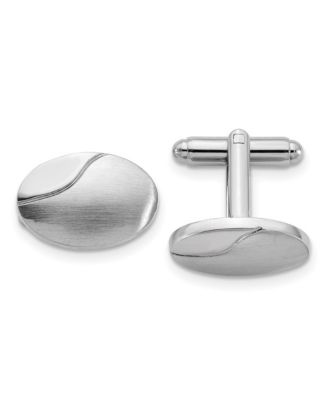 Diamond2Deal Silver-tone Brushed and Polished Oval Cuff Links - Macy's