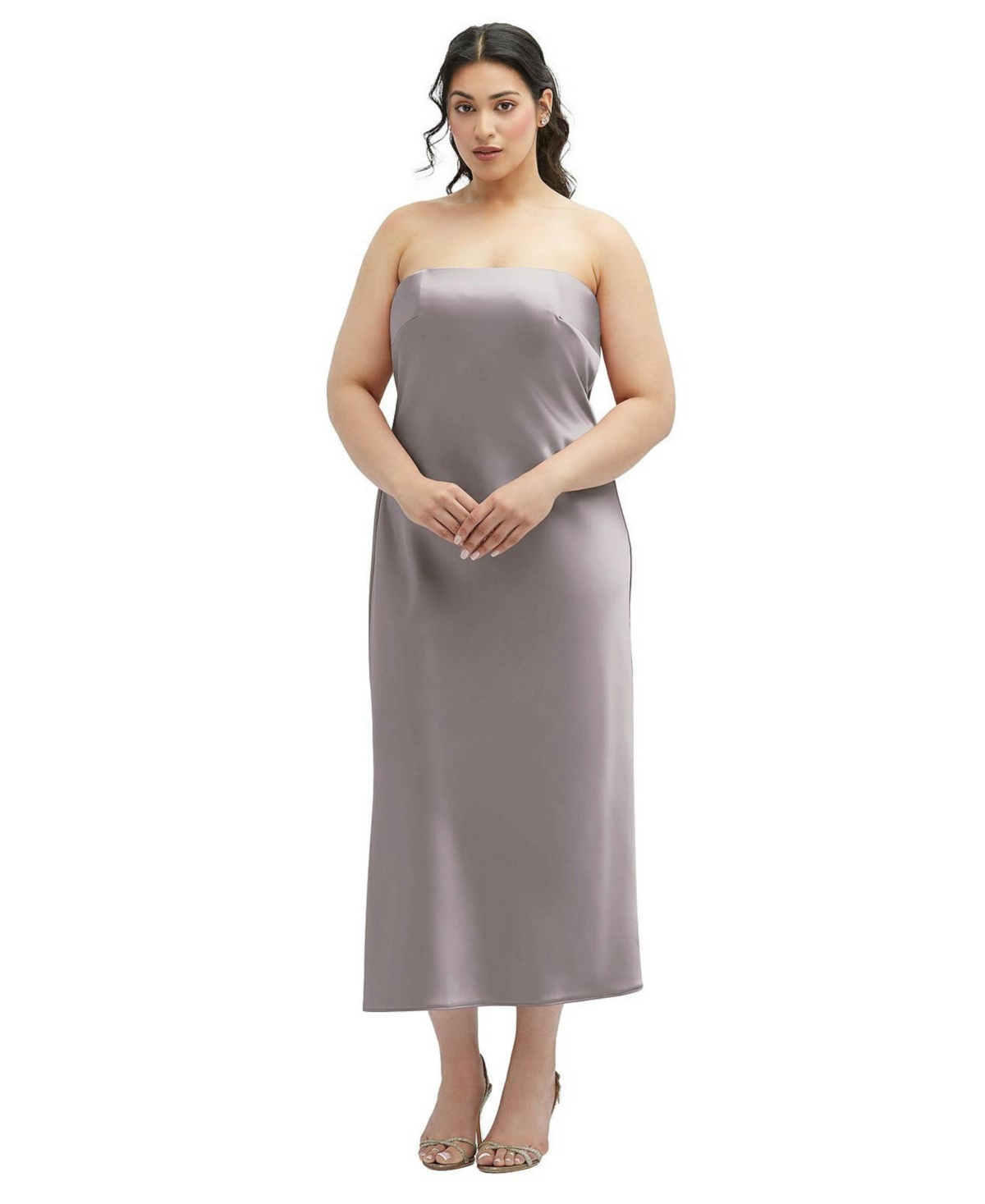 Click here for Strapless Midi Bias Column Dress with Peek-a-Boo C... prices