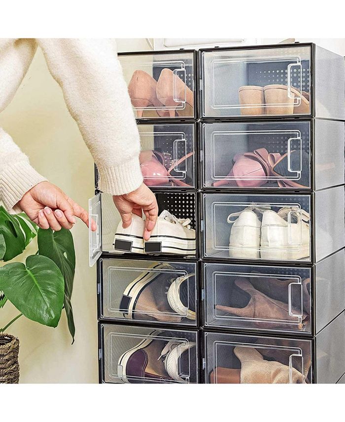 Slickblue Pack Of 18 Stackable Shoe Storage Organizers, Versatile And ...