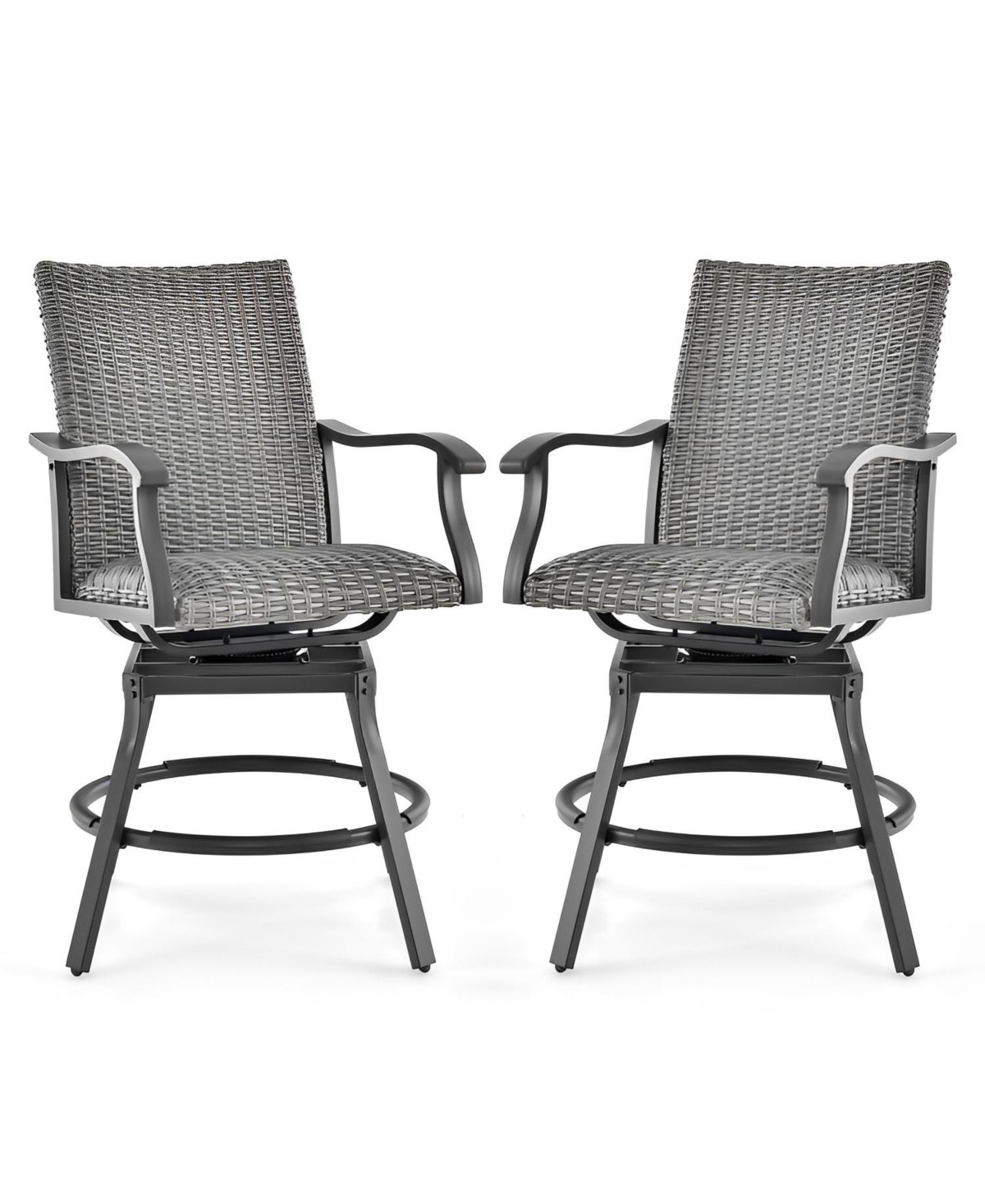 Click here for Sugift 2 Pieces Patio Swivel Bar Chair Set with Qu... prices